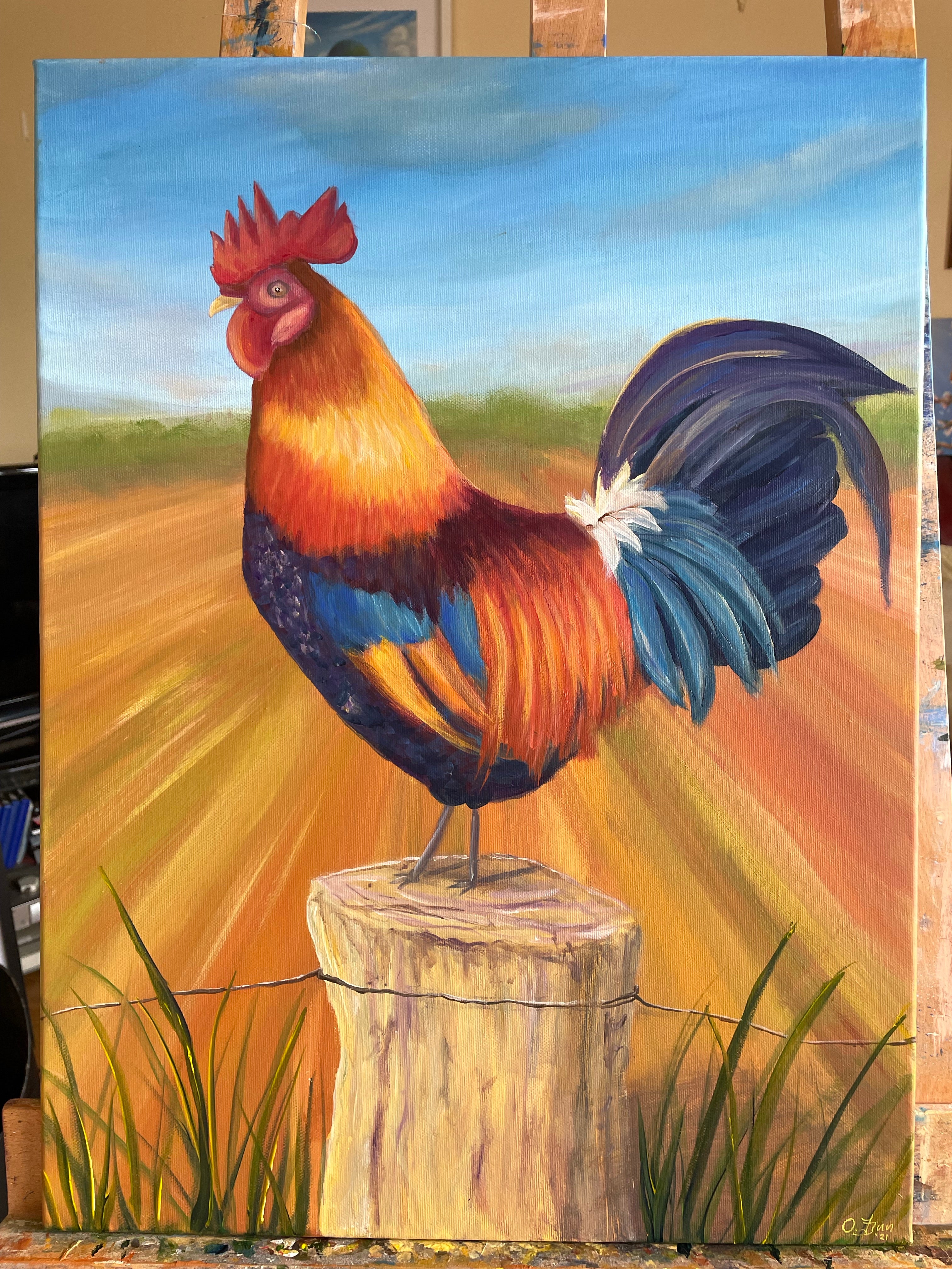 Acrylic Rooster Painting